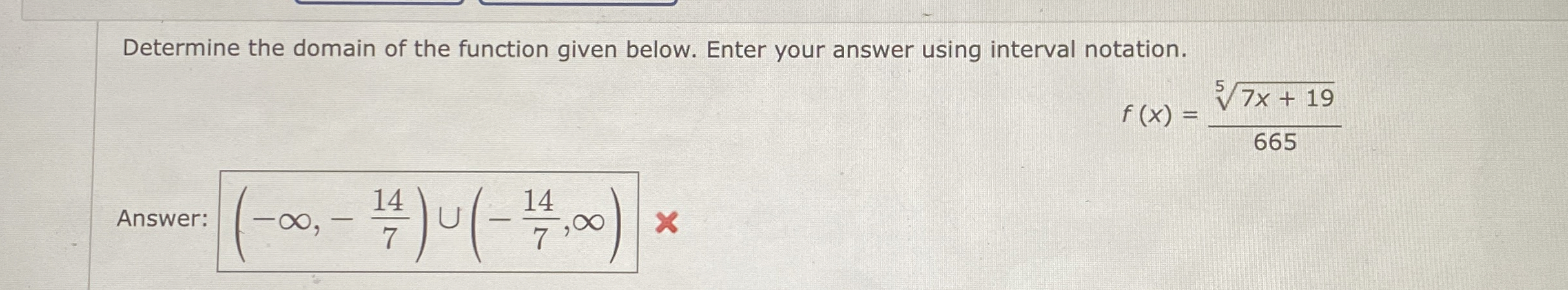 Solved Determine the domain of the function given below. | Chegg.com