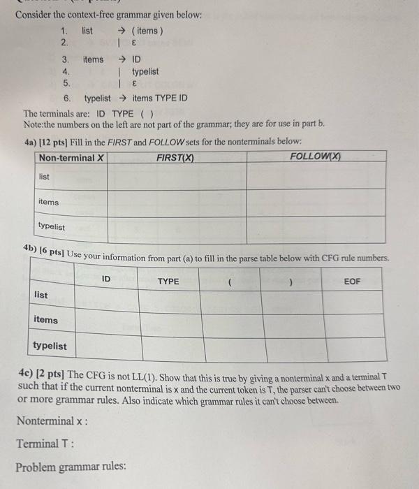 Solved Consider the context-free grammar given below: 1. | Chegg.com