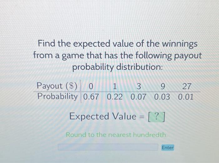 Solved Find the expected value of the winnings from a game | Chegg.com