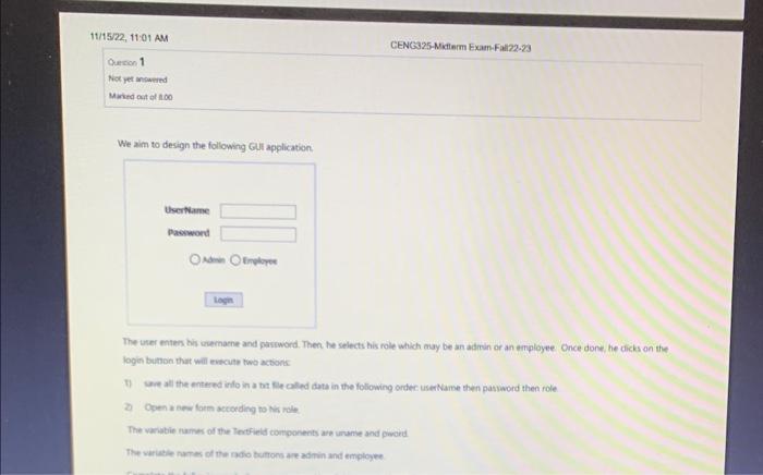 Solved We aim to design the following Gul application. | Chegg.com