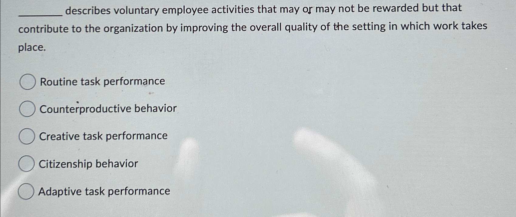 Solved describes voluntary employee activities that may or | Chegg.com