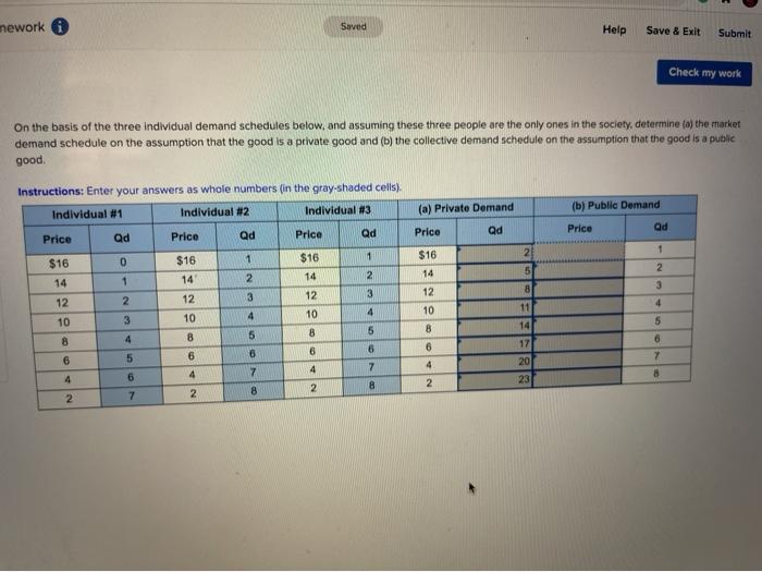 Solved mework Saved Help Save & Exit Submit Check my work On | Chegg.com