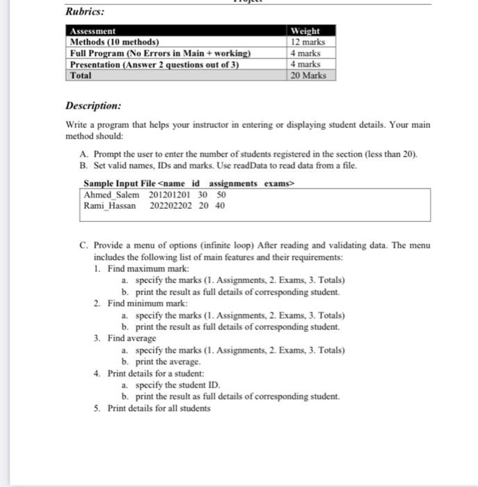 Solved Weight Rubrics: Assessment Methods (10 methods) Full | Chegg.com