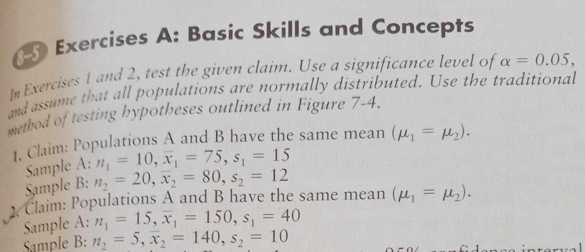 Solved (8-5) Exercises A: Basic Skills and Concepts In | Chegg.com