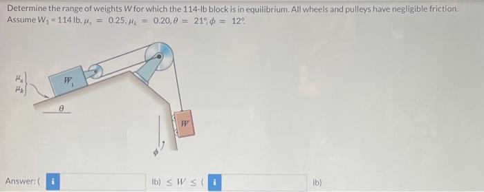 Solved Determine the range of weights W for which the 114−lb | Chegg.com
