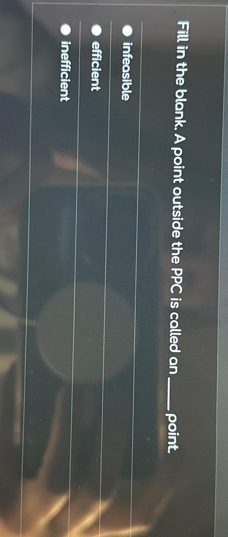 Solved Fill in the blank. A point outside the PPC is called | Chegg.com