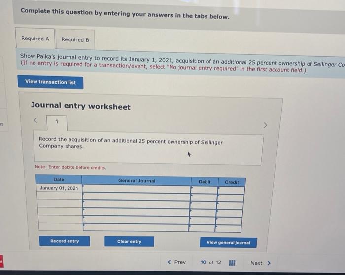 Solved On January 1, 2020, Palka, Inc., acquired 70 percent | Chegg.com
