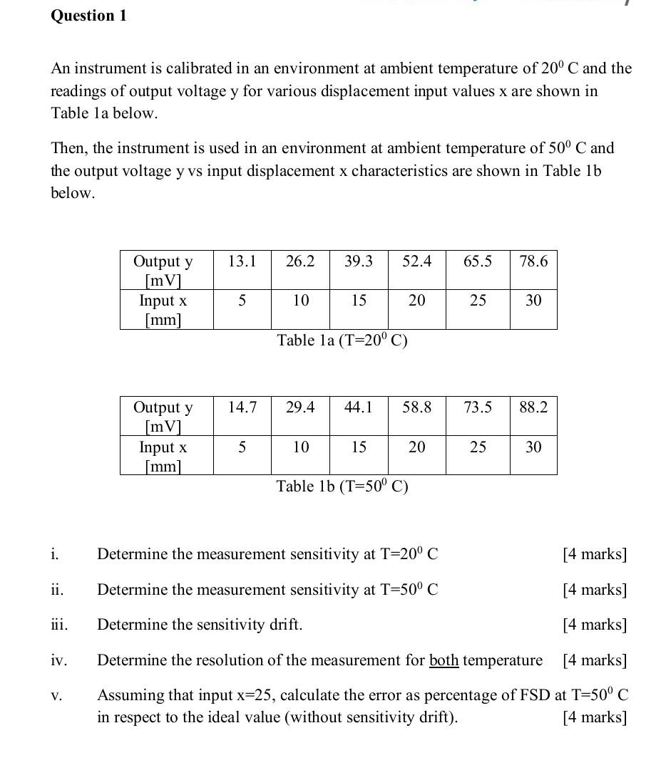 Solved An instrument is calibrated in an environment at | Chegg.com