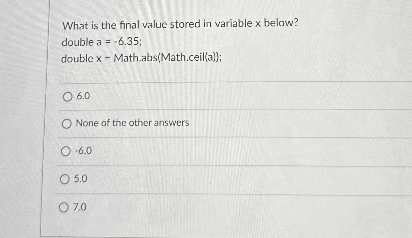 Solved What is the final value stored in variable x | Chegg.com