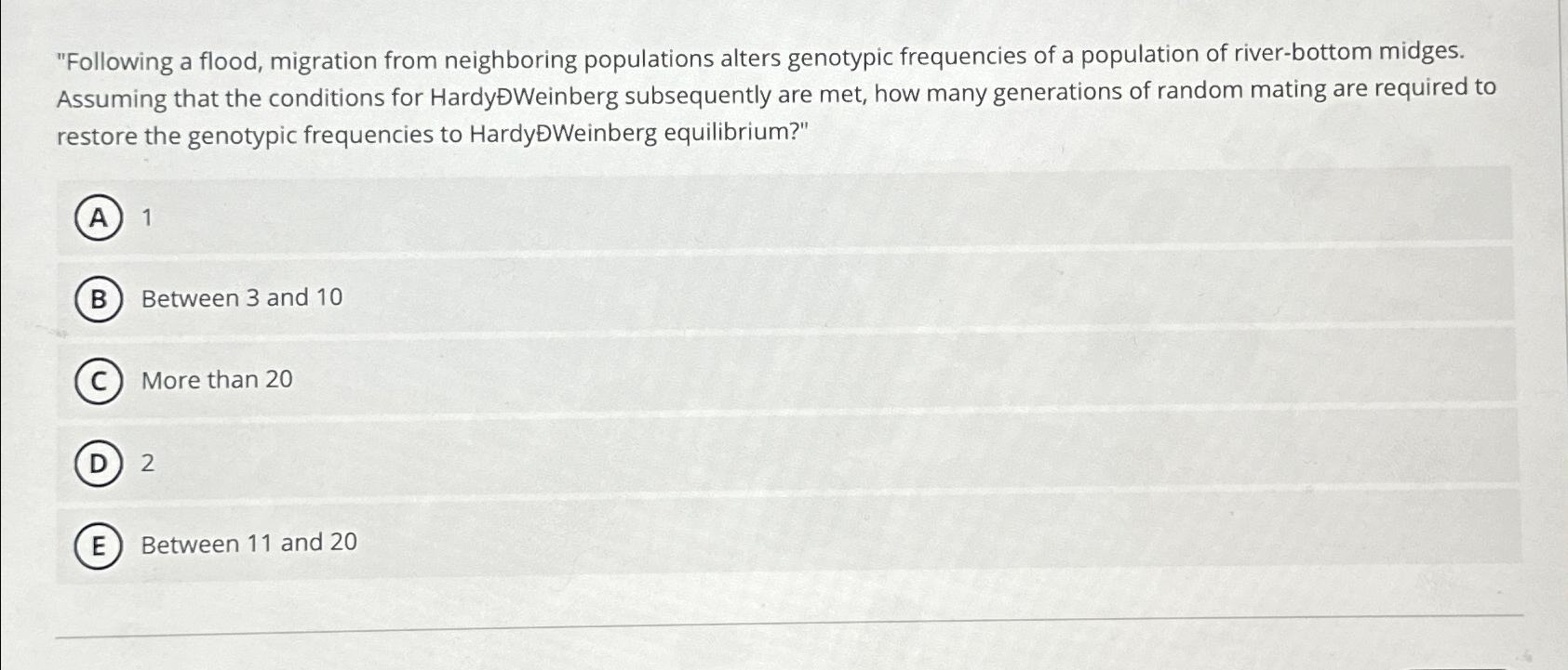 Solved "Following a flood, migration from neighboring | Chegg.com