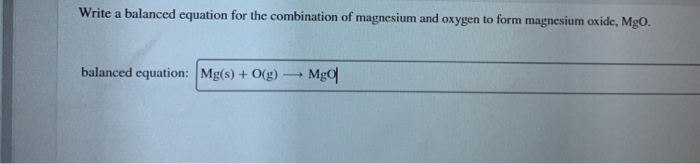 Solved Write a balanced equation for the combination of | Chegg.com