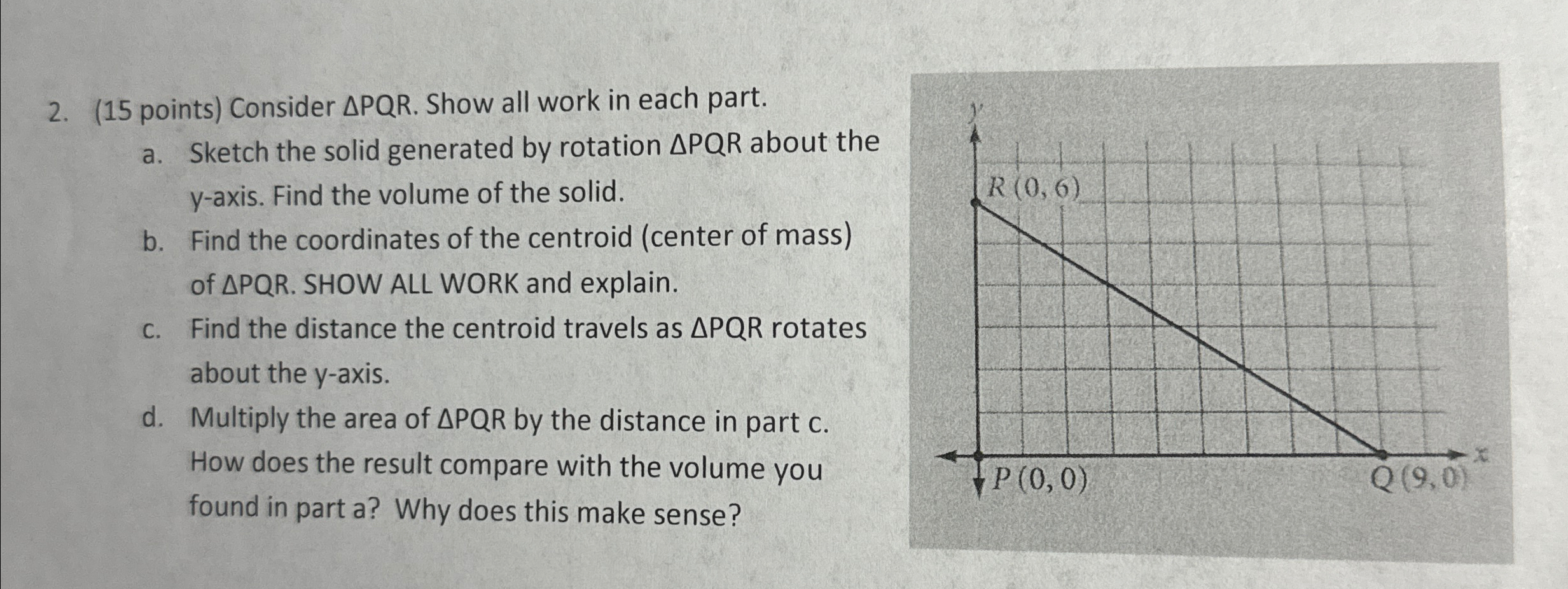Solved (15 ﻿points) ﻿Consider ????PQR. ﻿Show all work in | Chegg.com