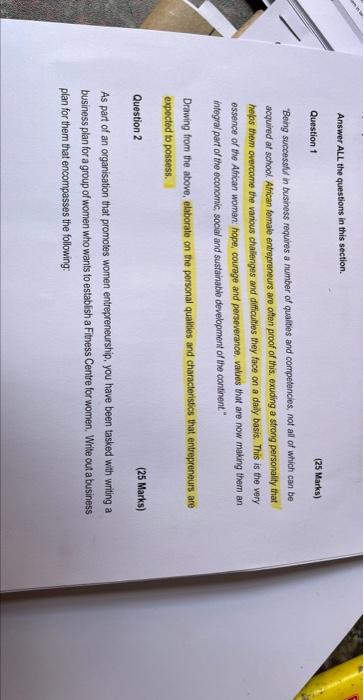 Solved Answer ALL the questions in this section. Question 1 | Chegg.com