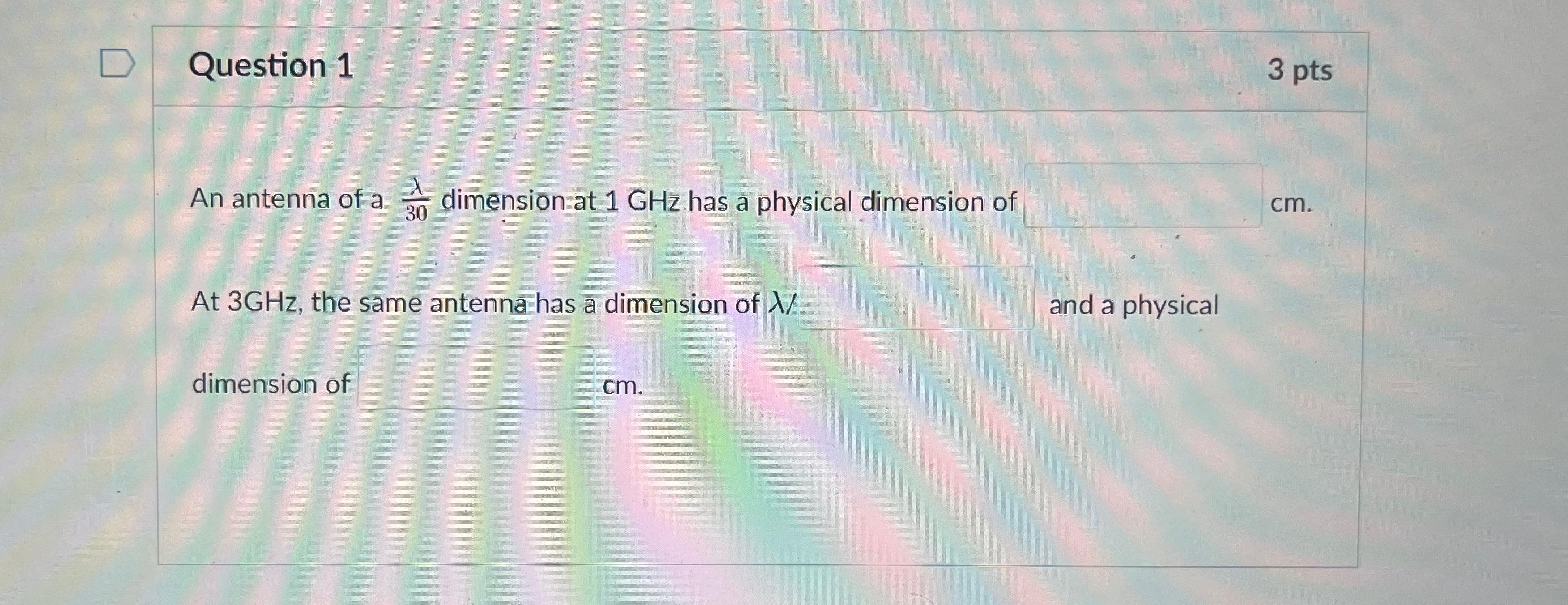 Solved Question 1\\n3 pts\\nAn antenna of a (\\\\lambda | Chegg.com