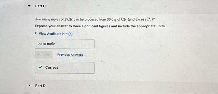 Solved Balance the chemical reaction equation P4( s)+Cl2( | Chegg.com