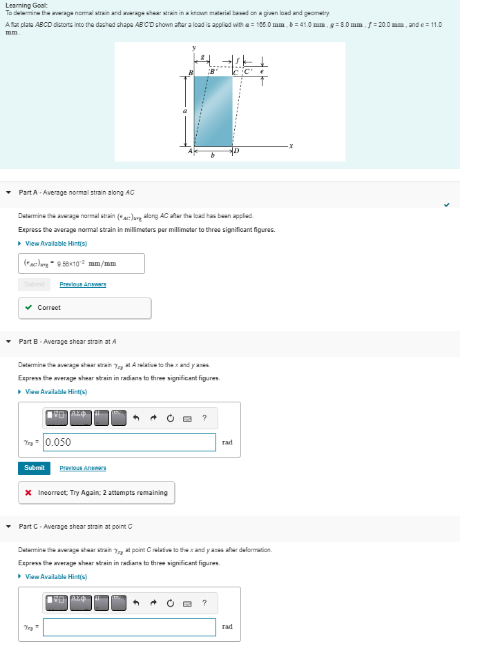 Solved Learning Goal:To determine the average normal strain | Chegg.com