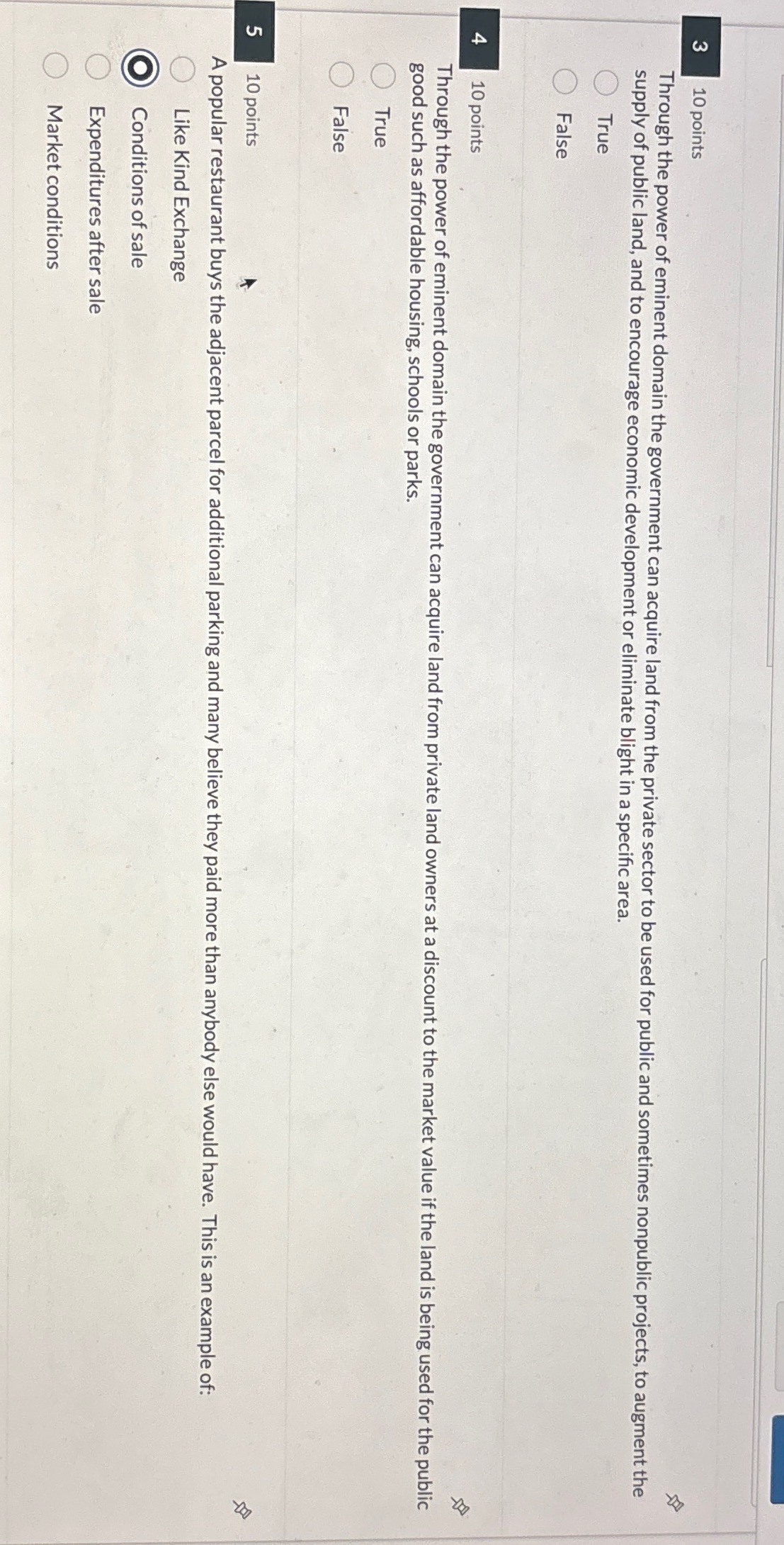 Solved 310 ﻿pointsThrough the power of eminent domain the | Chegg.com