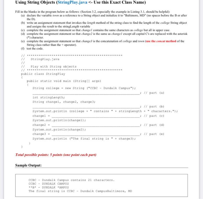 Solved Using String Objects String Playjava
