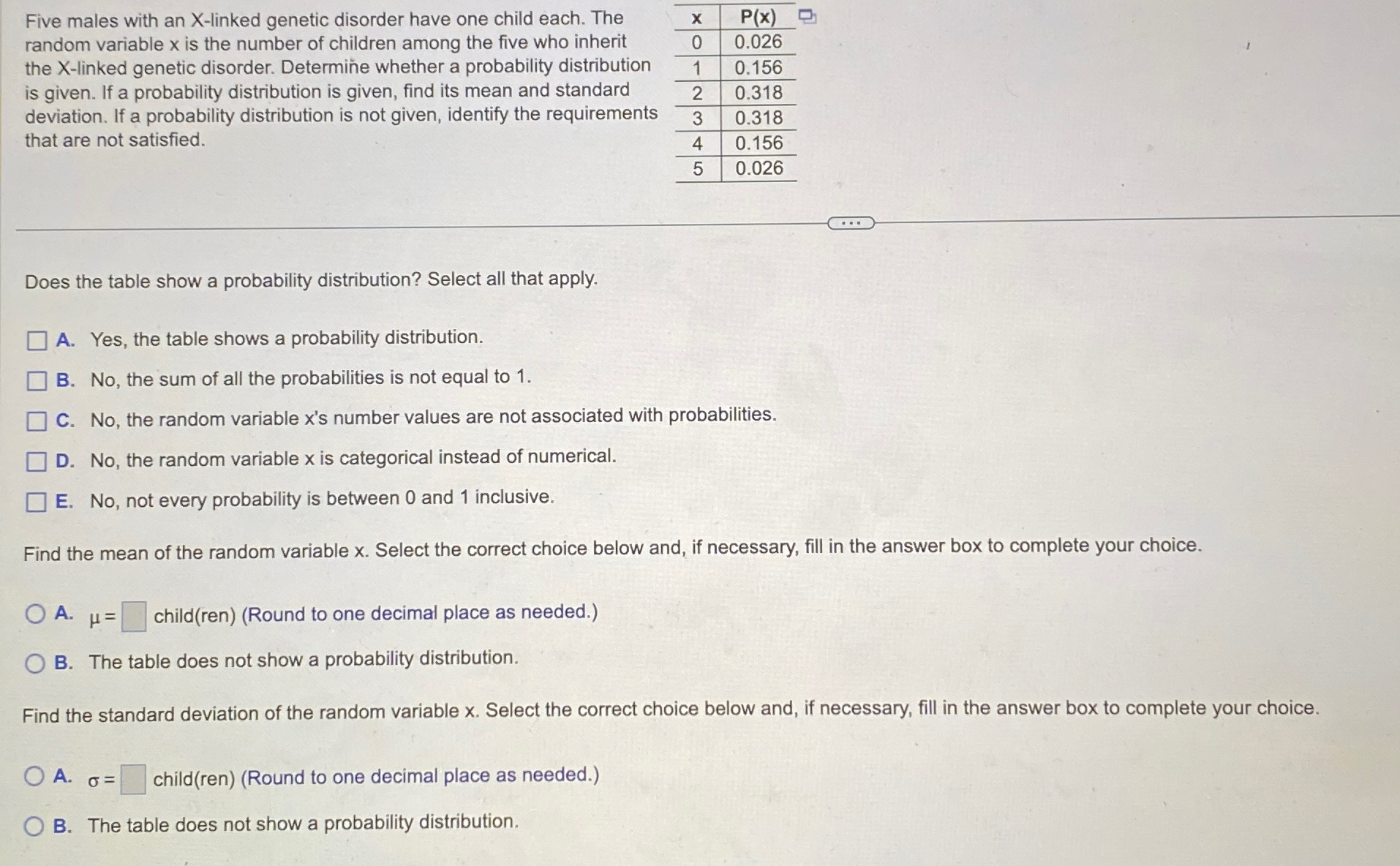 Solved Five males with an x-linked genetic disorder have one | Chegg.com