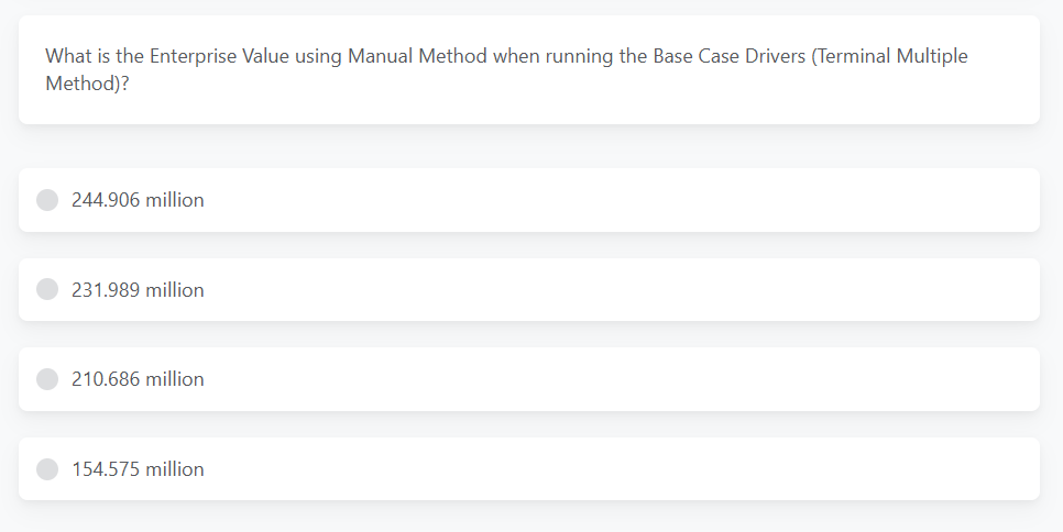 What is the Enterprise Value using Manual Method when | Chegg.com