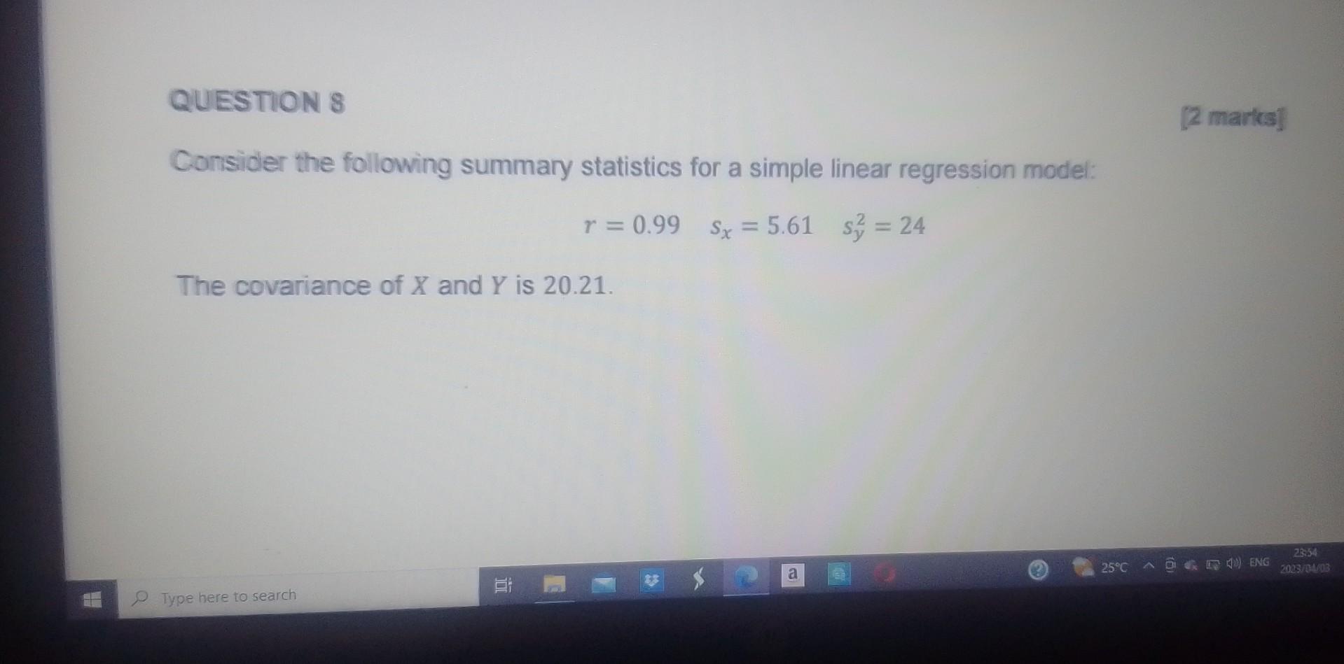 Consider the following summary statistics for a | Chegg.com