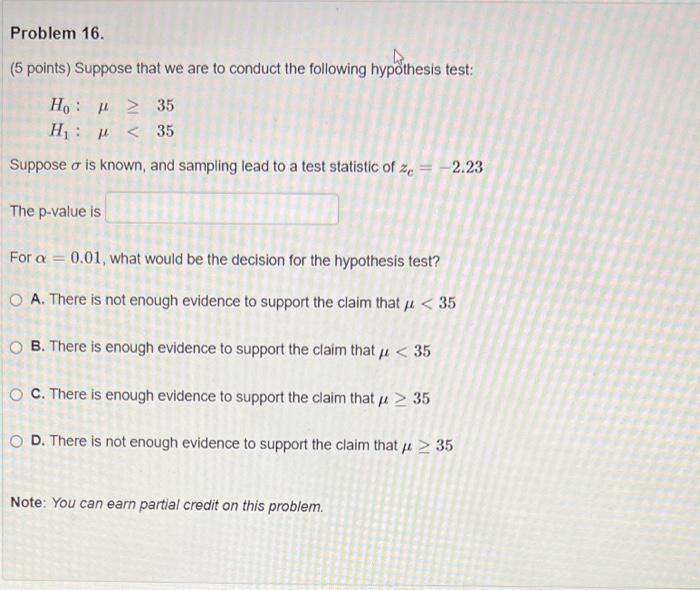 Solved (5 points) Suppose that we are to conduct the | Chegg.com