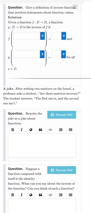 Solved Question. Give a definition of inverse functie that | Chegg.com