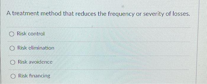 Solved A treatment method that reduces the frequency or | Chegg.com