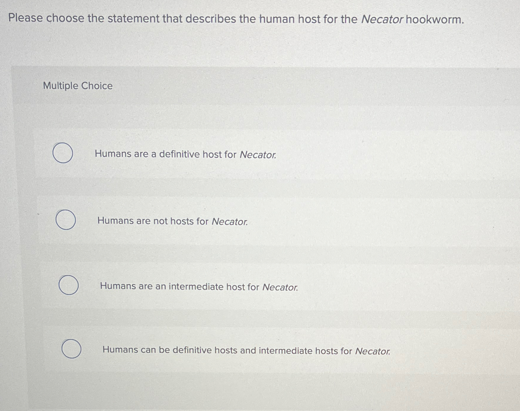 Solved Please choose the statement that describes the human | Chegg.com