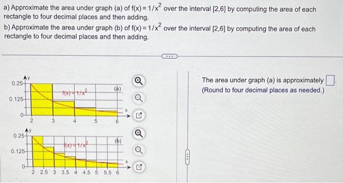 Solved a) Approximate the area under graph (a) of f(x)=1/x2 | Chegg.com