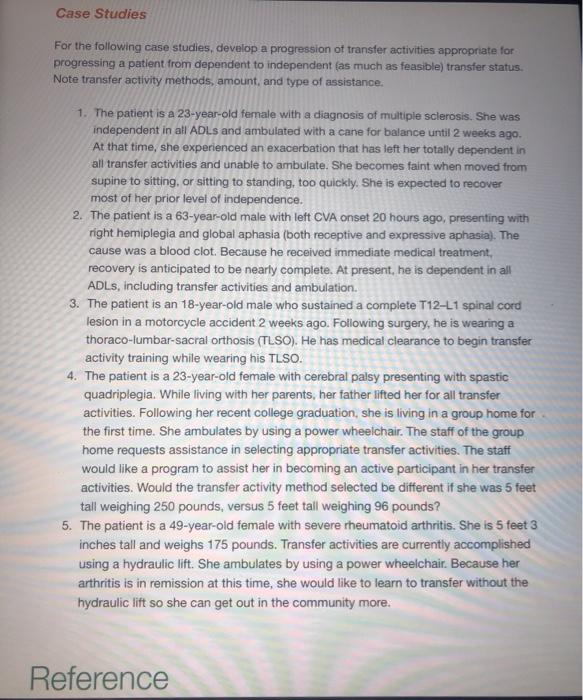 Solved Case Studies For the following case studies, develop | Chegg.com