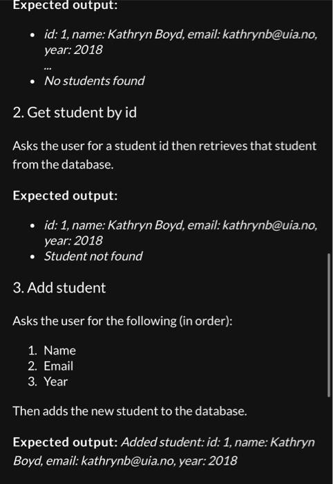 5.1 Using a database Create a program that displays | Chegg.com