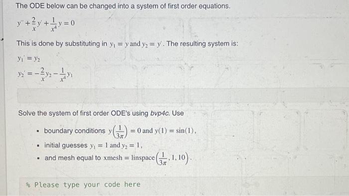 Solved The ODE below can be changed into a system of first | Chegg.com