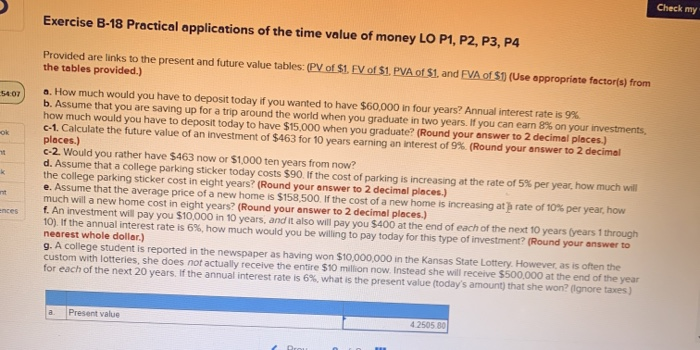 Solved Check my Exercise B-18 Practical applications of the | Chegg.com
