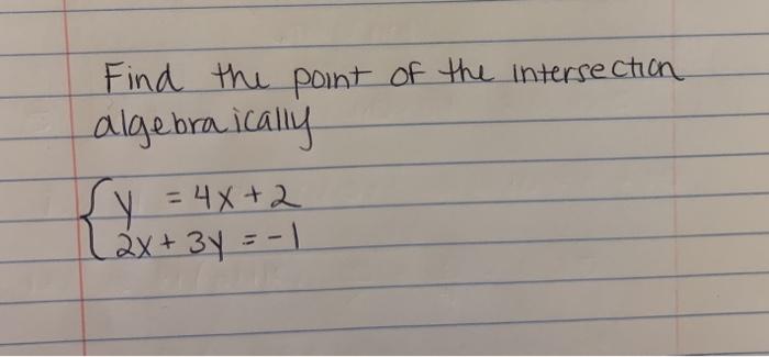 Solved Find the point of the intersection algebraically y = | Chegg.com
