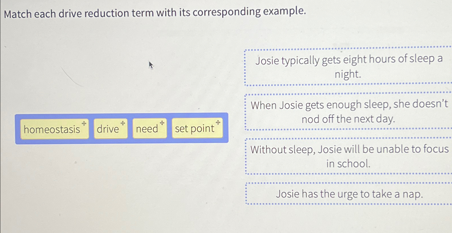 Solved Match each drive reduction term with its | Chegg.com