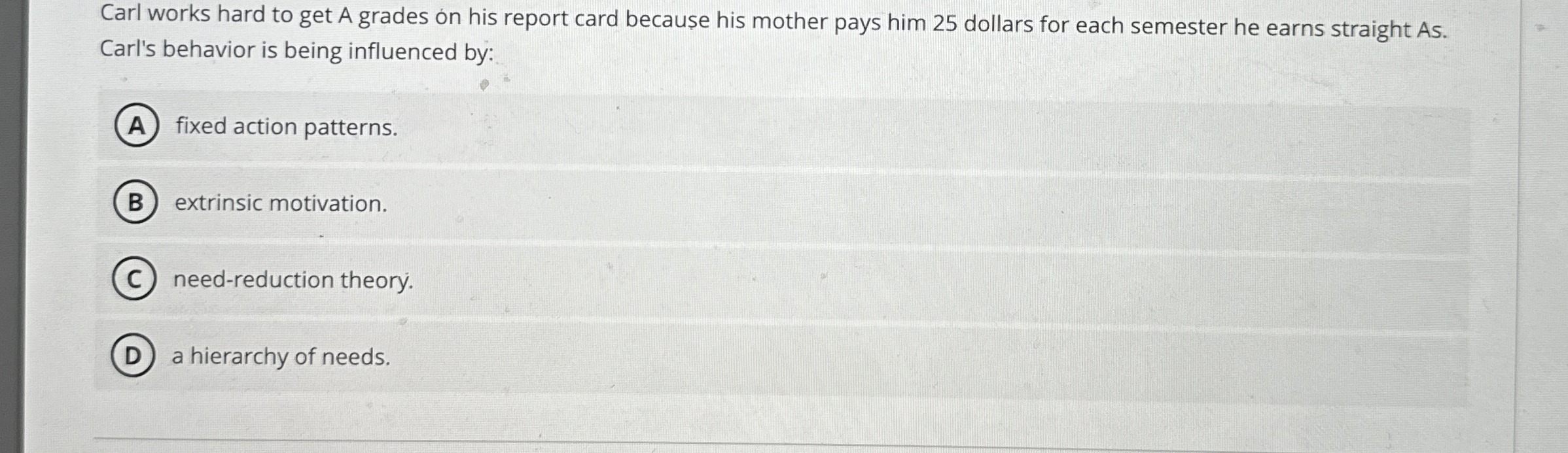 Solved Carl works hard to get A grades on his report card | Chegg.com