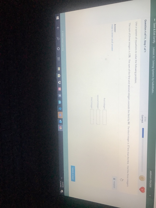 Solved - Save & Exit Certify Lesson: 8.1 Solving Systems by | Chegg.com