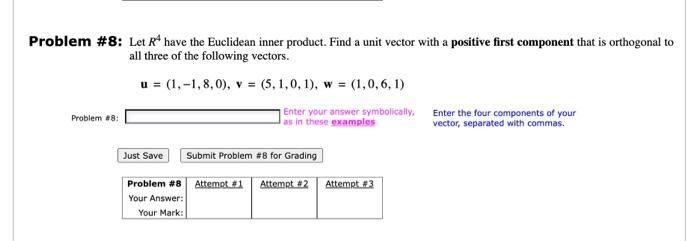 Solved Problem #8: Let Rª have the Euclidean inner product. | Chegg.com