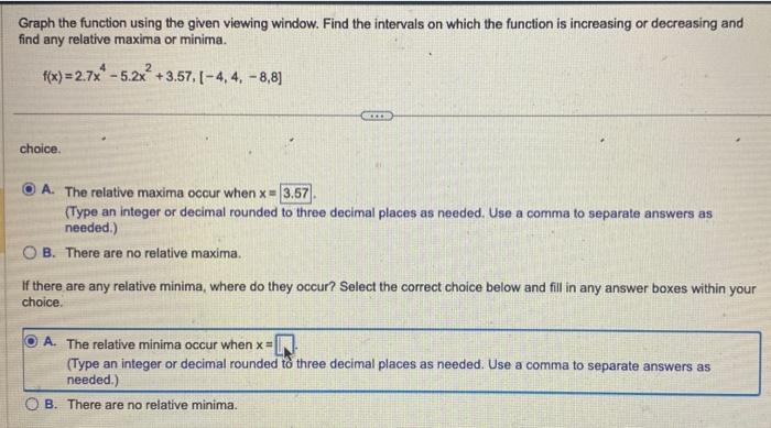 Solved Graph the function using the given viewing window. | Chegg.com