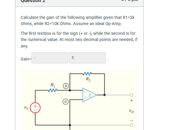 Calculate the gain of the following amplifier given | Chegg.com