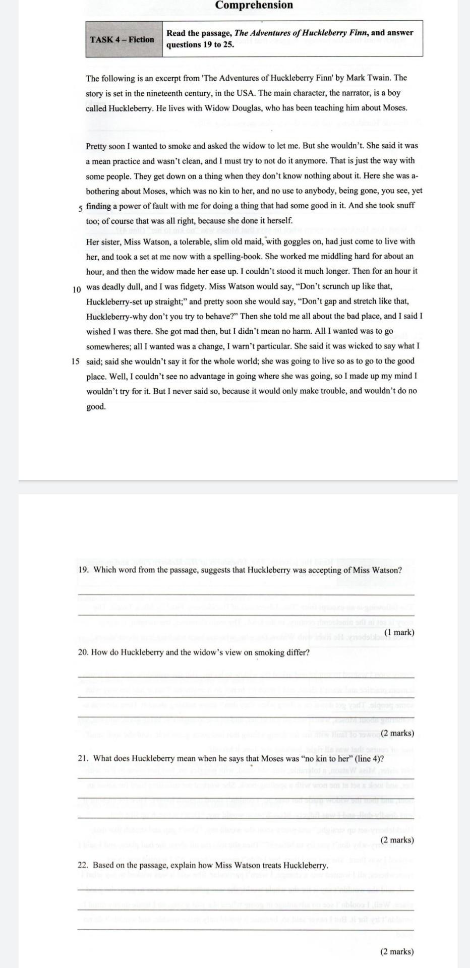 Solved Comprehension TASK 4-Fiction Read the passage, The | Chegg.com