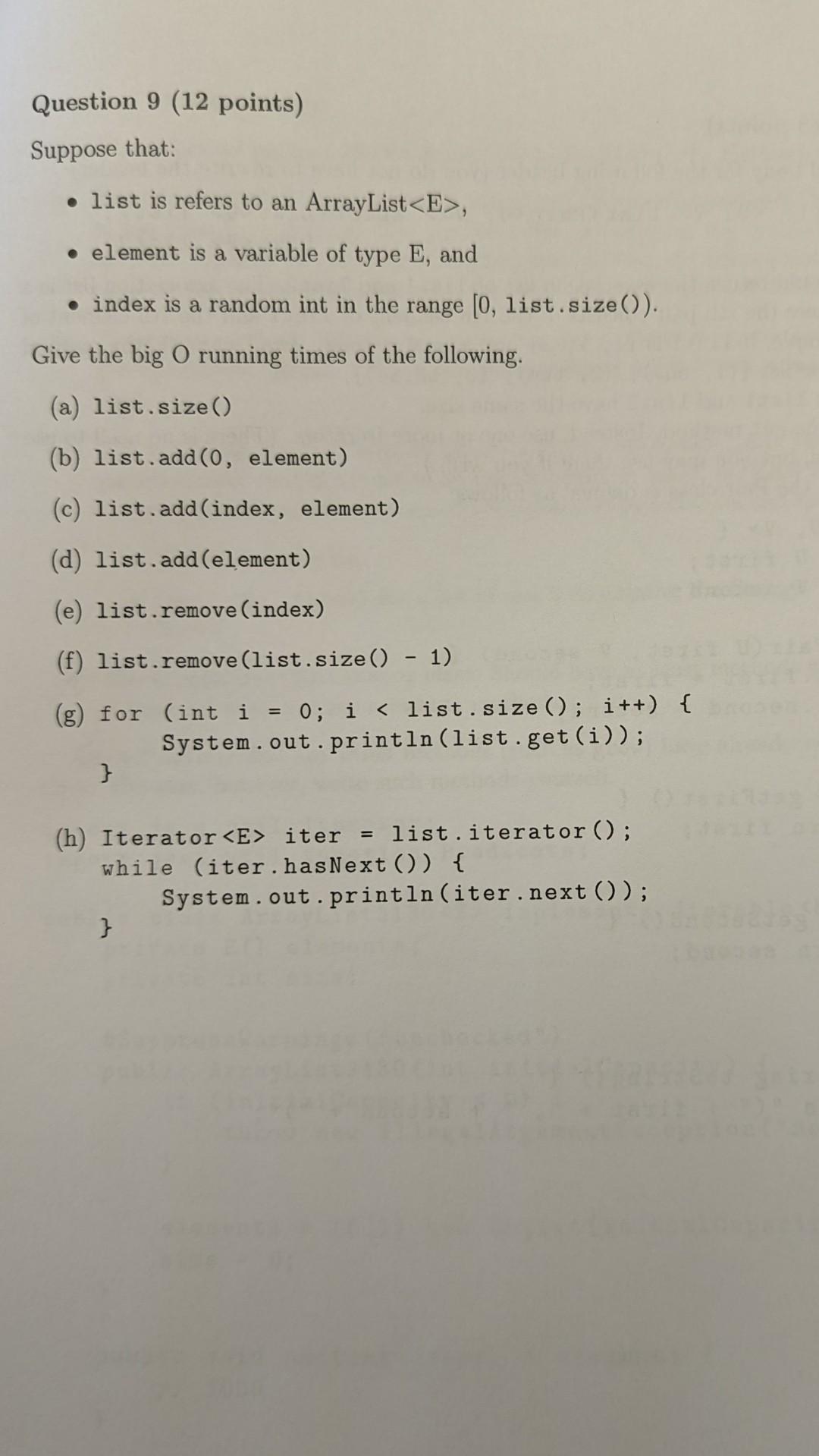 Solved Question 9 (12 points) Suppose that: - list is refers | Chegg.com