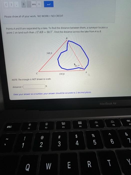 Solved Please show all of your work, NO WORK = NO CREDIT | Chegg.com