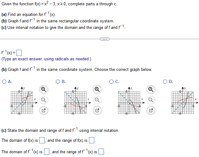 Solved Given the function f(x)=x2-3,x≥0, ﻿complete parts a | Chegg.com