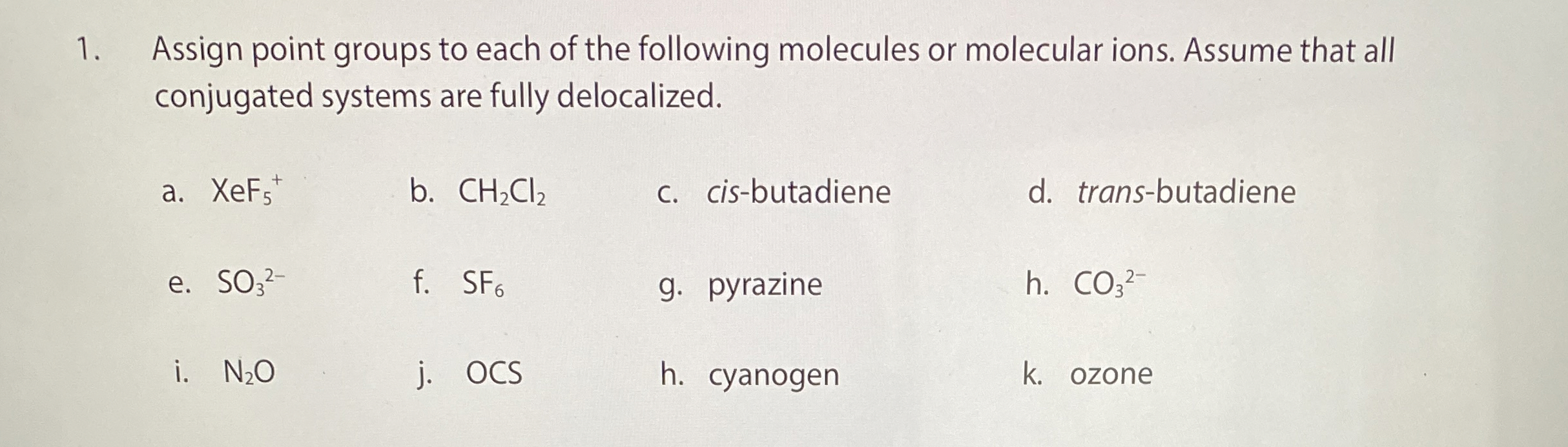 Solved Assign point groups to each of the following | Chegg.com