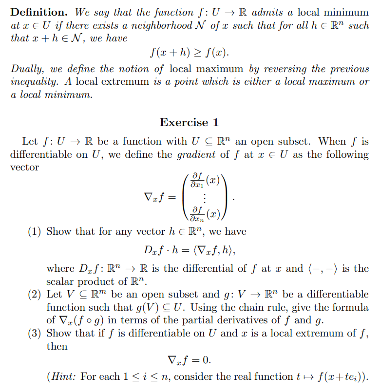 Solved Definition. We say that the function f:U→R ﻿admits a | Chegg.com