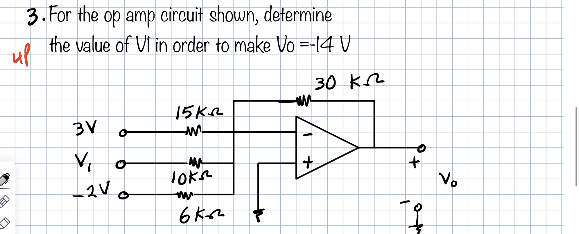 Solved For the op amp circuit shown, determine uf the value | Chegg.com
