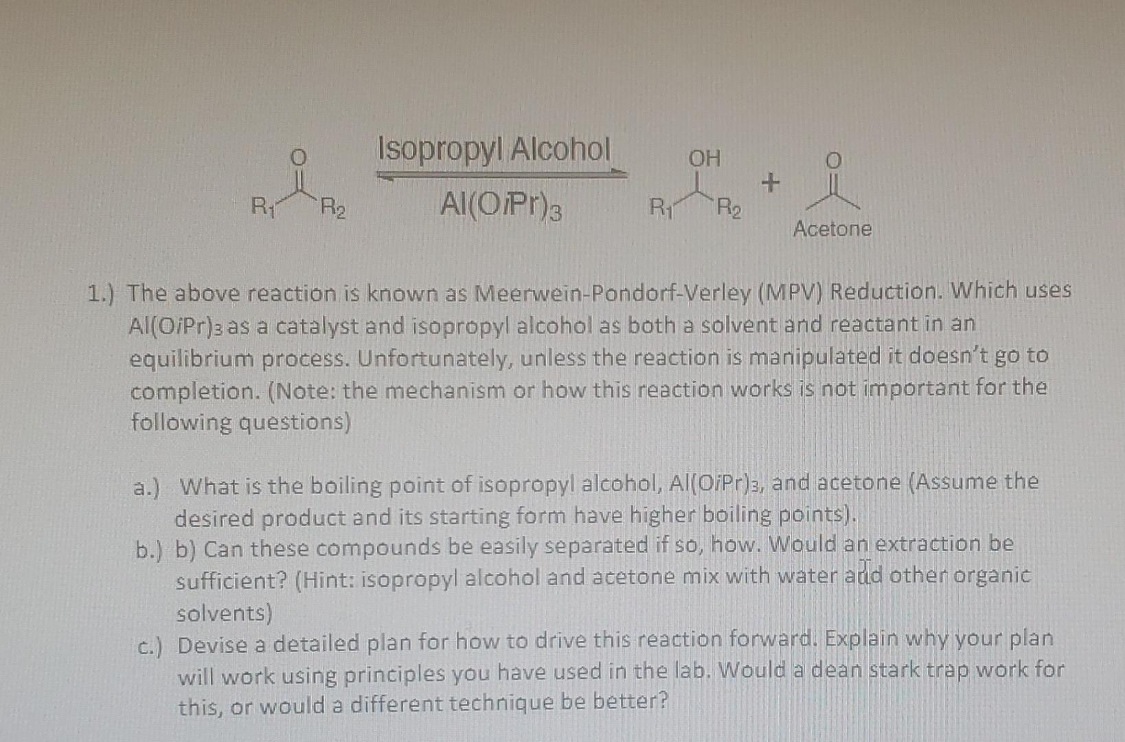 Solved 1.) The above reaction is known as | Chegg.com