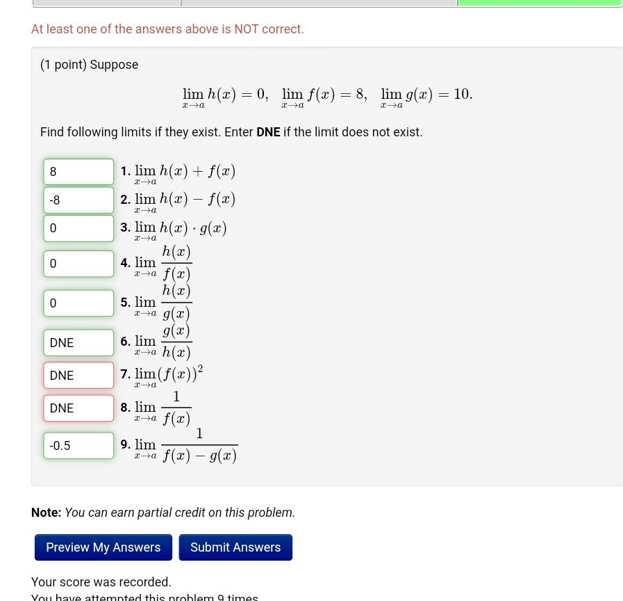 Solved At Least One Of The Answers Above Is Not Correct 1